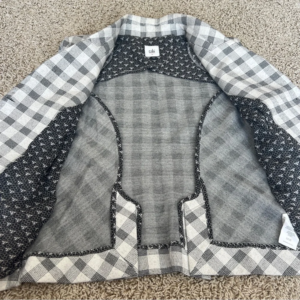 CAbi | Jackets & Coats | Cabi Valentina Black White Grey Plaid Blazer ...